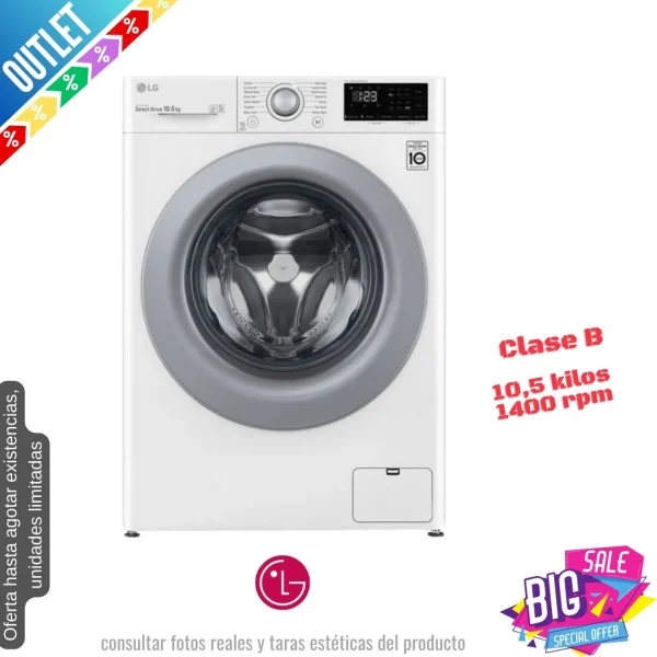 Lavadora LG 10.5kg blanca 1400rpm F4V310WNE OUTLET - 🌿 Vive Mejor ...